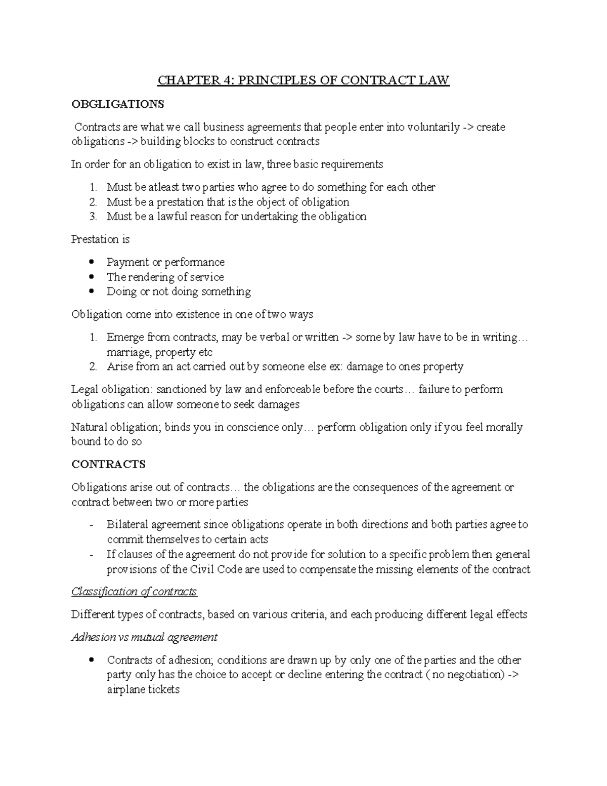 Chapter 4 principles of contract law - CHAPTER 4: PRINCIPLES OF ...