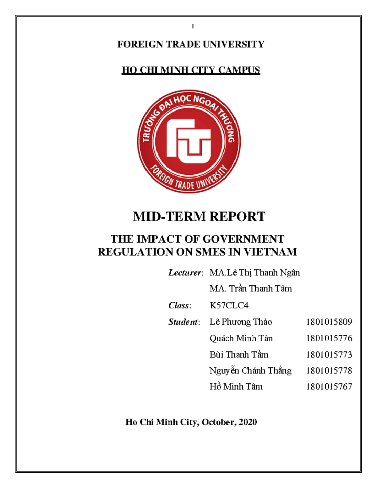 [International Business]Group 7 - FOREIGN TRADE UNIVERSITY HO CHI MINH CITY CAMPUS MID-TERM ...
