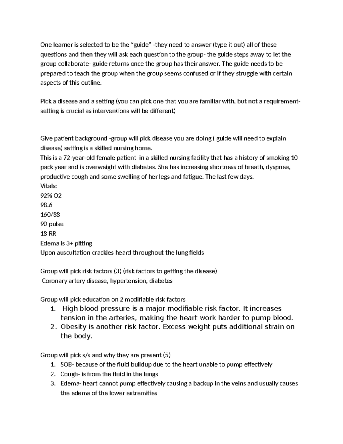 Critical thinking activity - One learner is selected to be the “guide ...