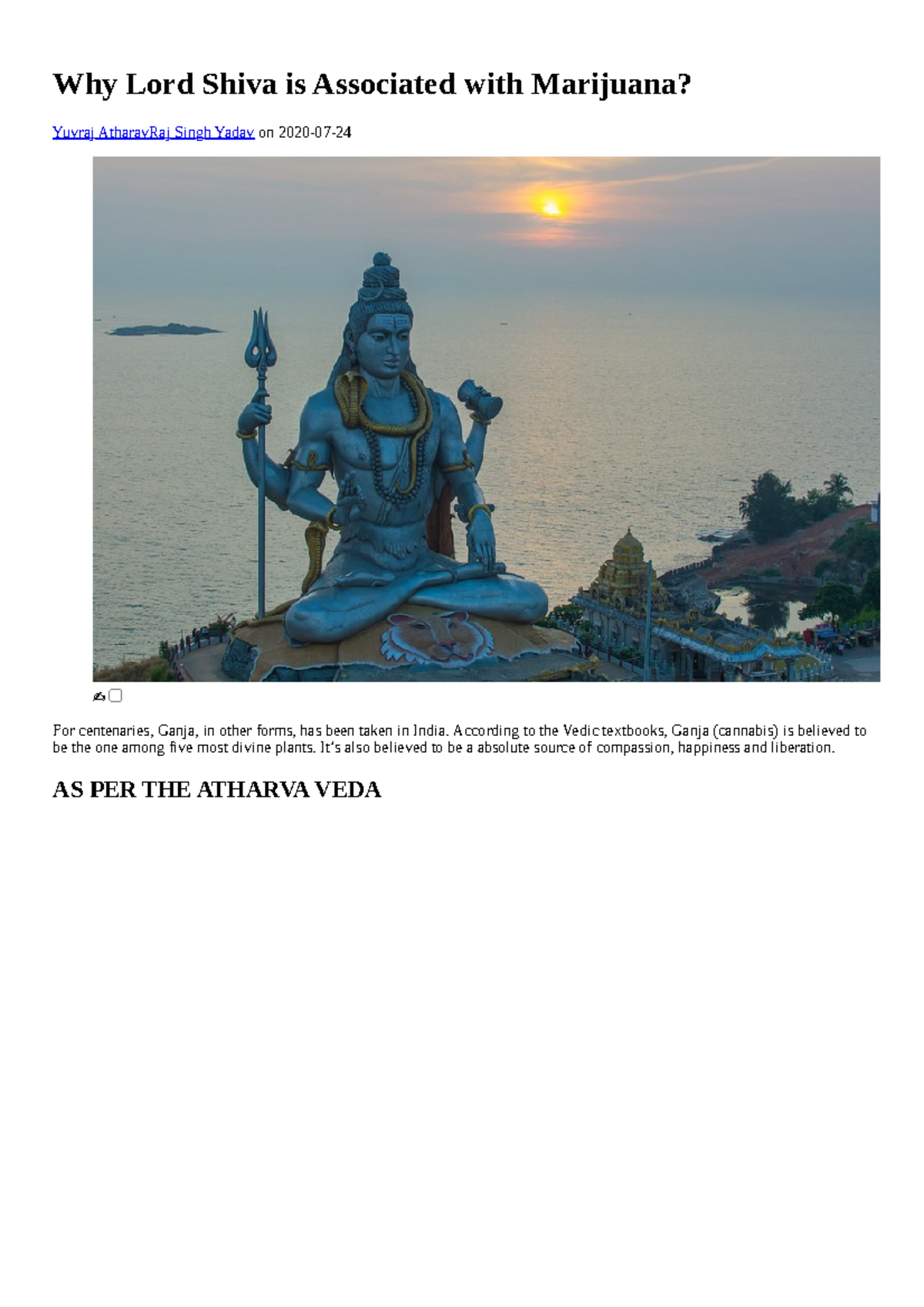 Why Lord Shiva is Associated with Marijuana - According to the Vedic ...