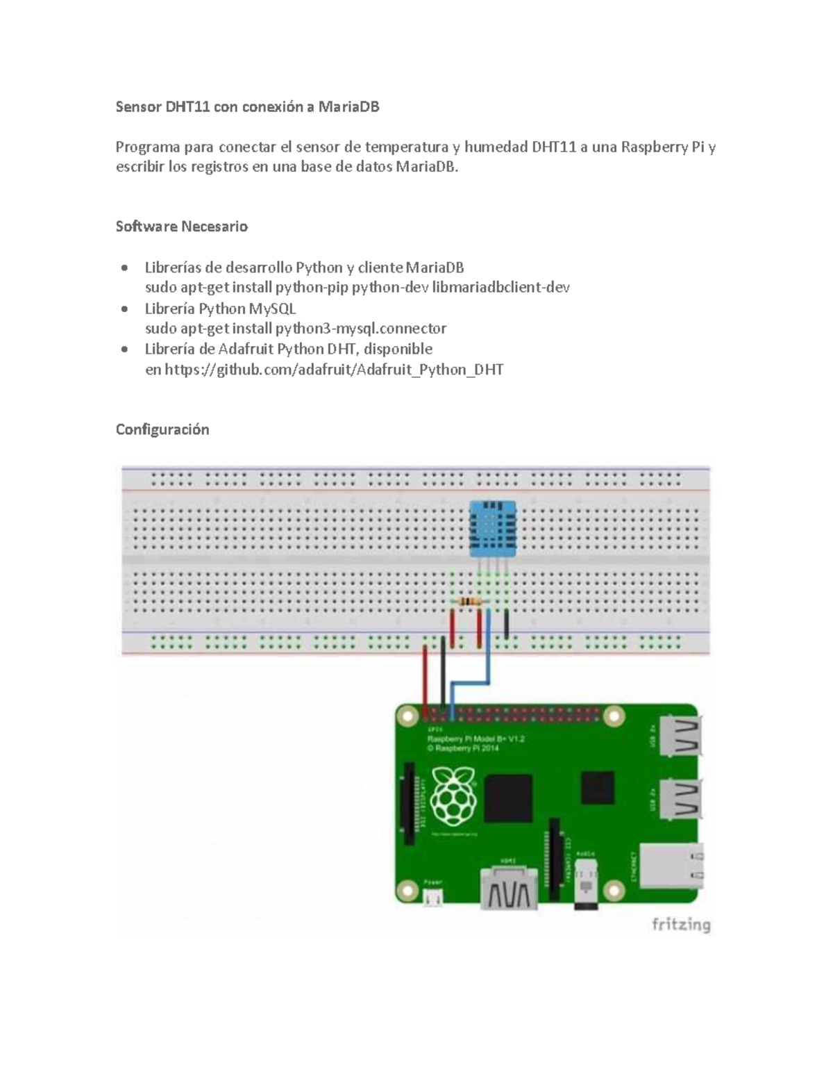 Practica 5 Sensor DHT11 Maria DB - Sensor DHT11 con conexión a MariaDB Programa para conectar el ...