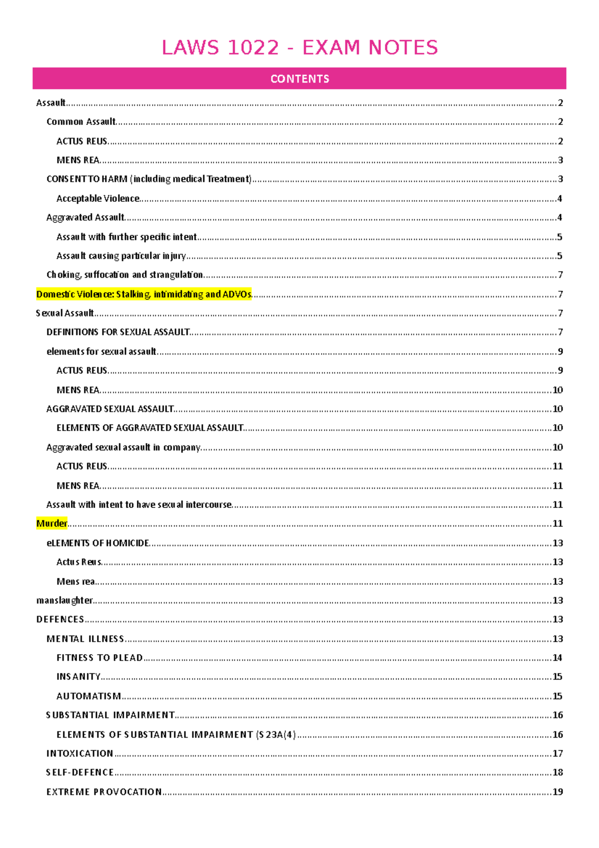 LAWS 1022 Summary Exam Notes - LAWS 1022 - EXAM NOTES - Studocu