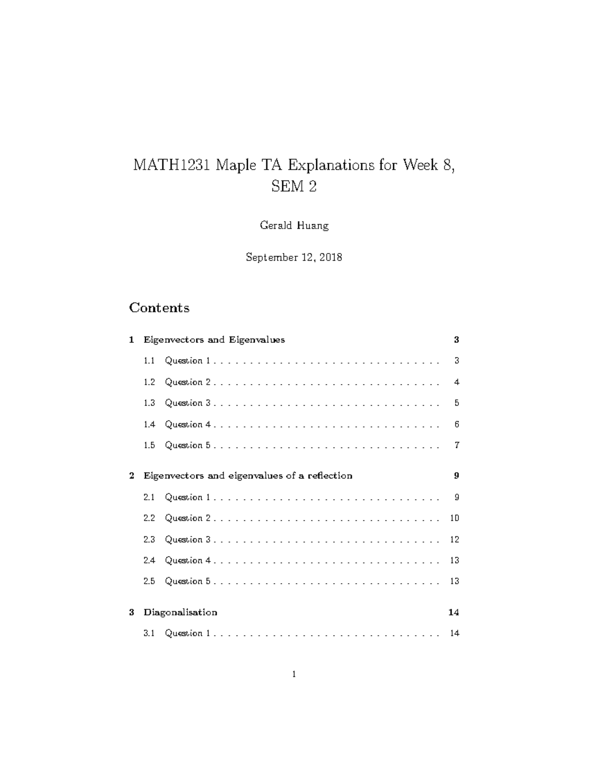 Week 8 Mobius Soloutions - MATH1231 Maple TA Explanations for Week 8, 1 ...