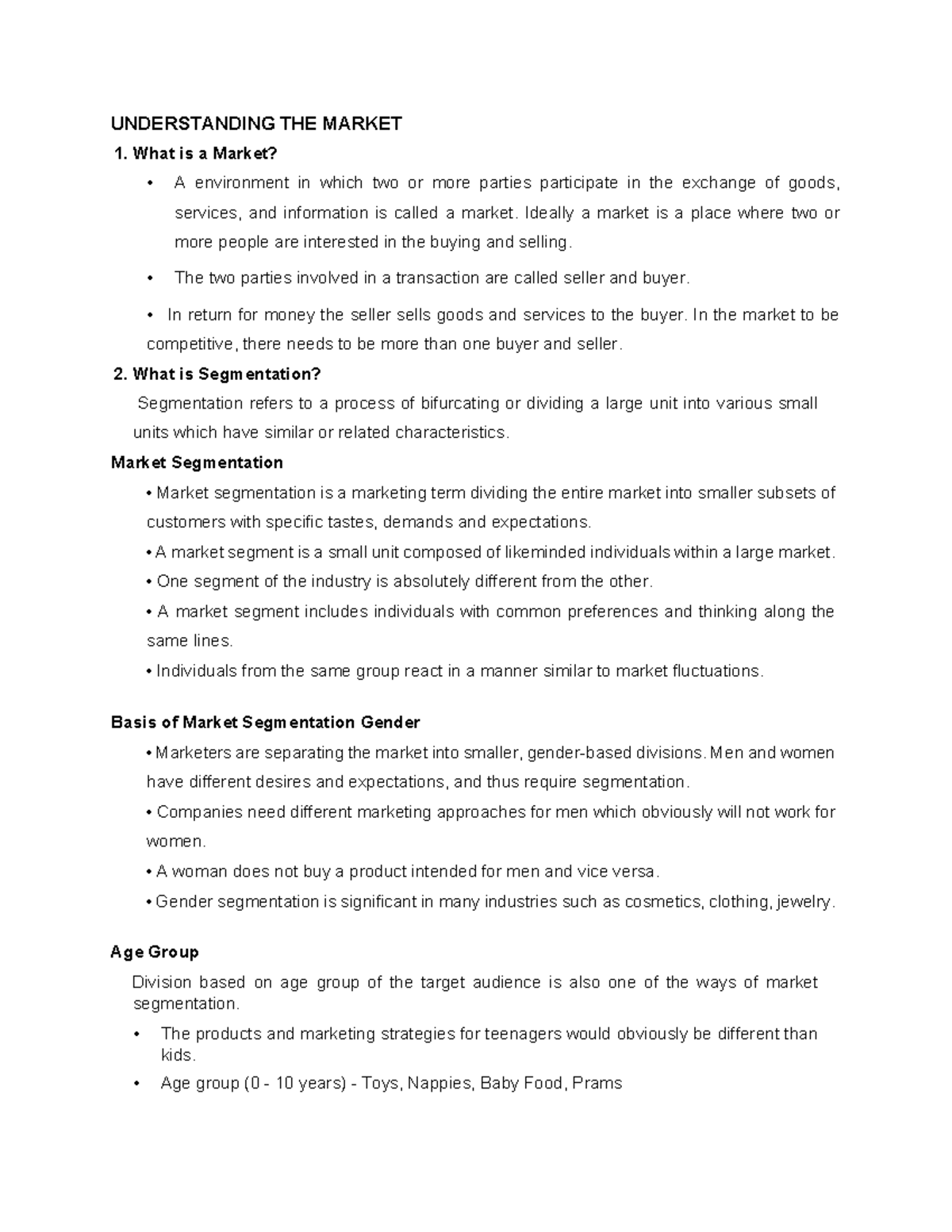 References for your study - UNDERSTANDING THE MARKET 1. What is a ...