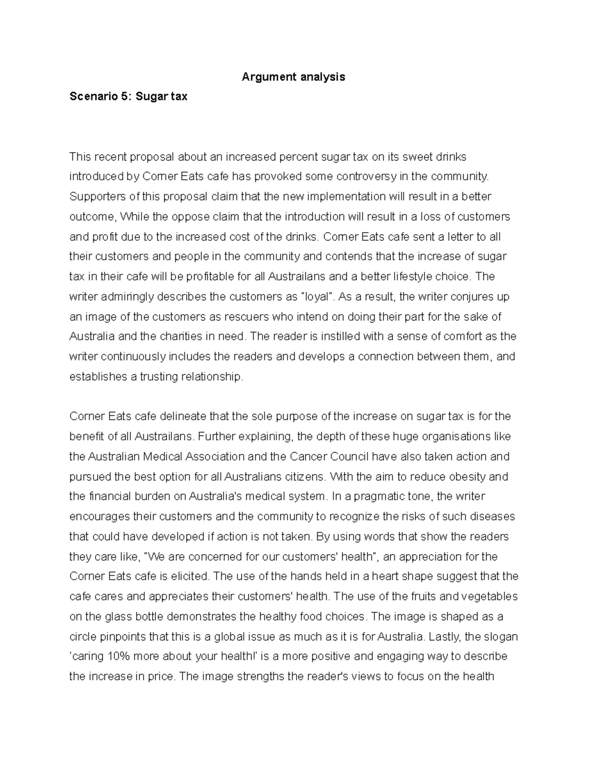 Argument analysis: Sugar tax controversy - Studocu