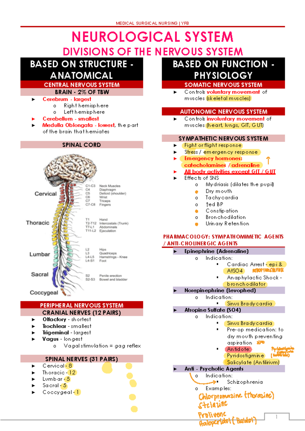 MS Neuro - MEDICAL SURGICAL NURSING | YFB 1 NEUROLOGICAL SYSTEM ...