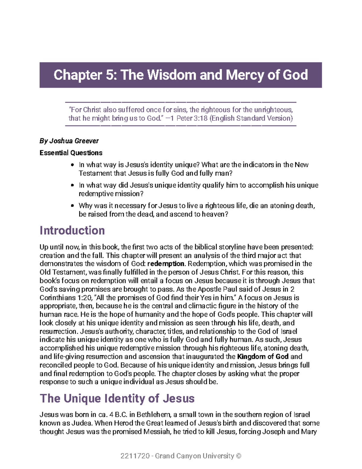 Bibli U-Print-1000000000607 - Chapter 5: The Wisdom and Mercy of God ...