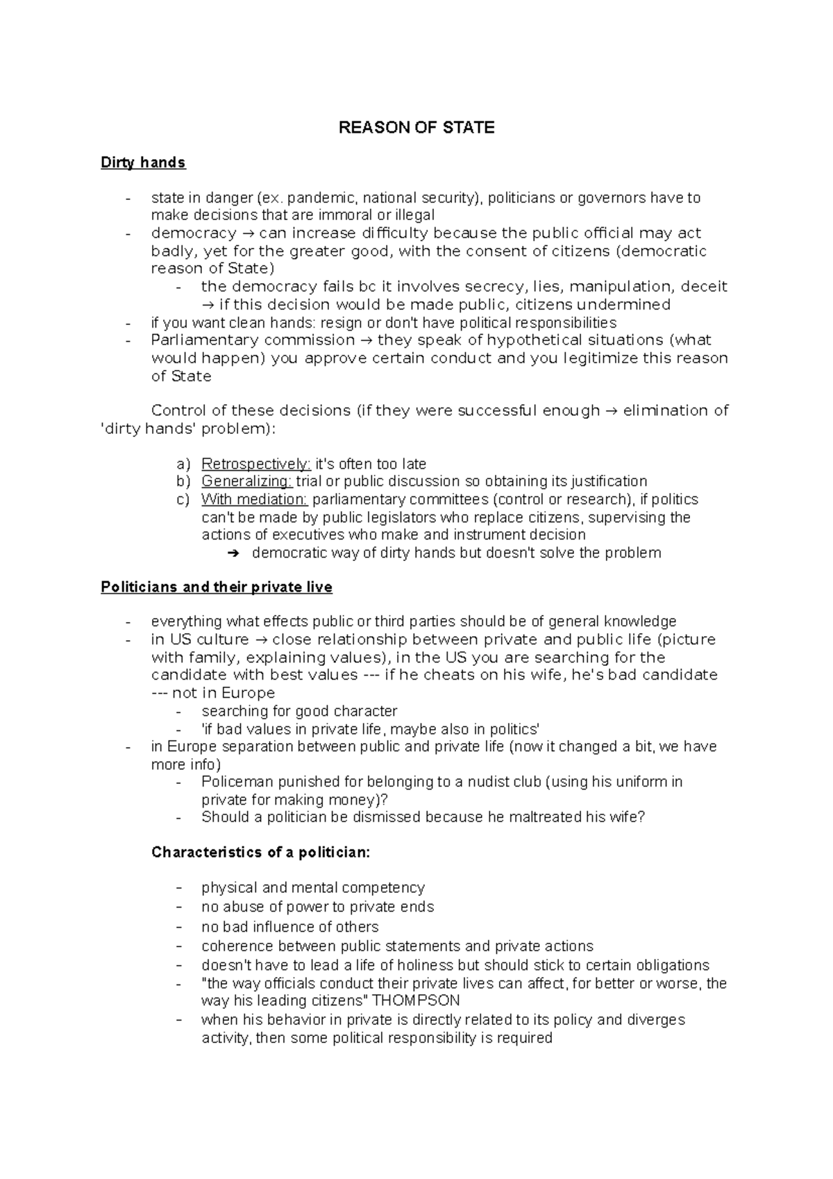 Political Philosophy - Lesson 3: Reason of state - REASON OF STATE ...