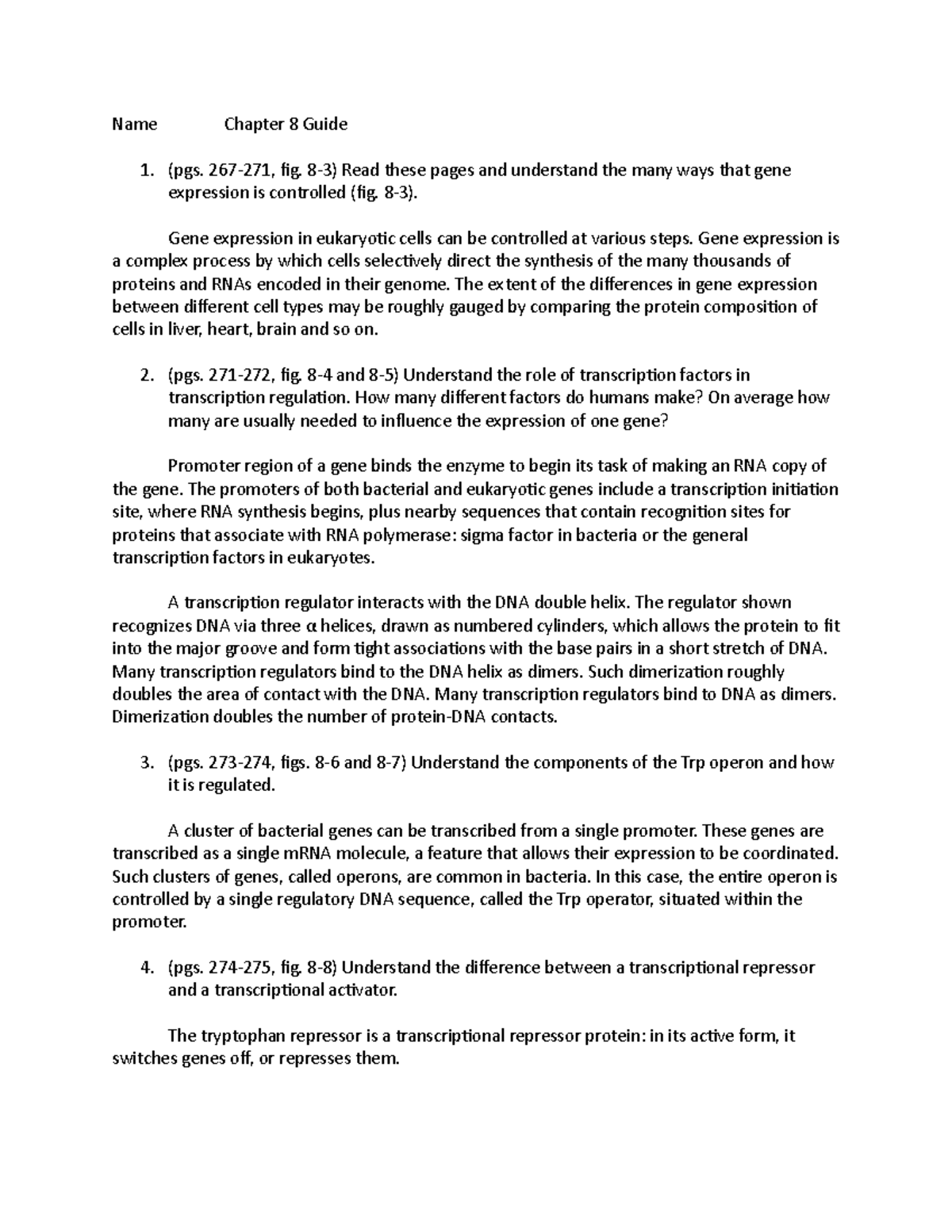 BIO-333 CH8 Guide - Name Chapter 8 Guide (pgs. 267-271, ig. 8-3) Read ...