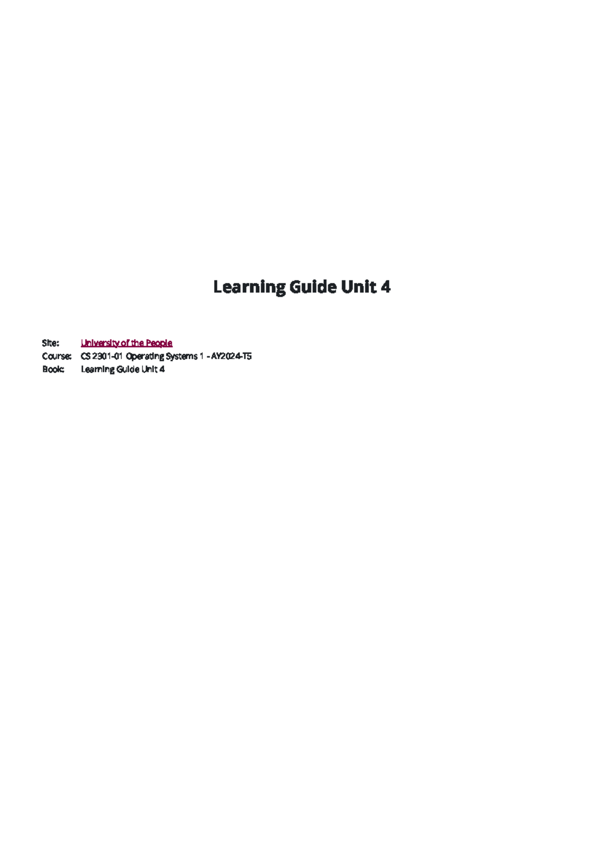 Learning Guide Unit 4 You Will Also Learn How Physical Memory Can Be Virtualized To Optimize