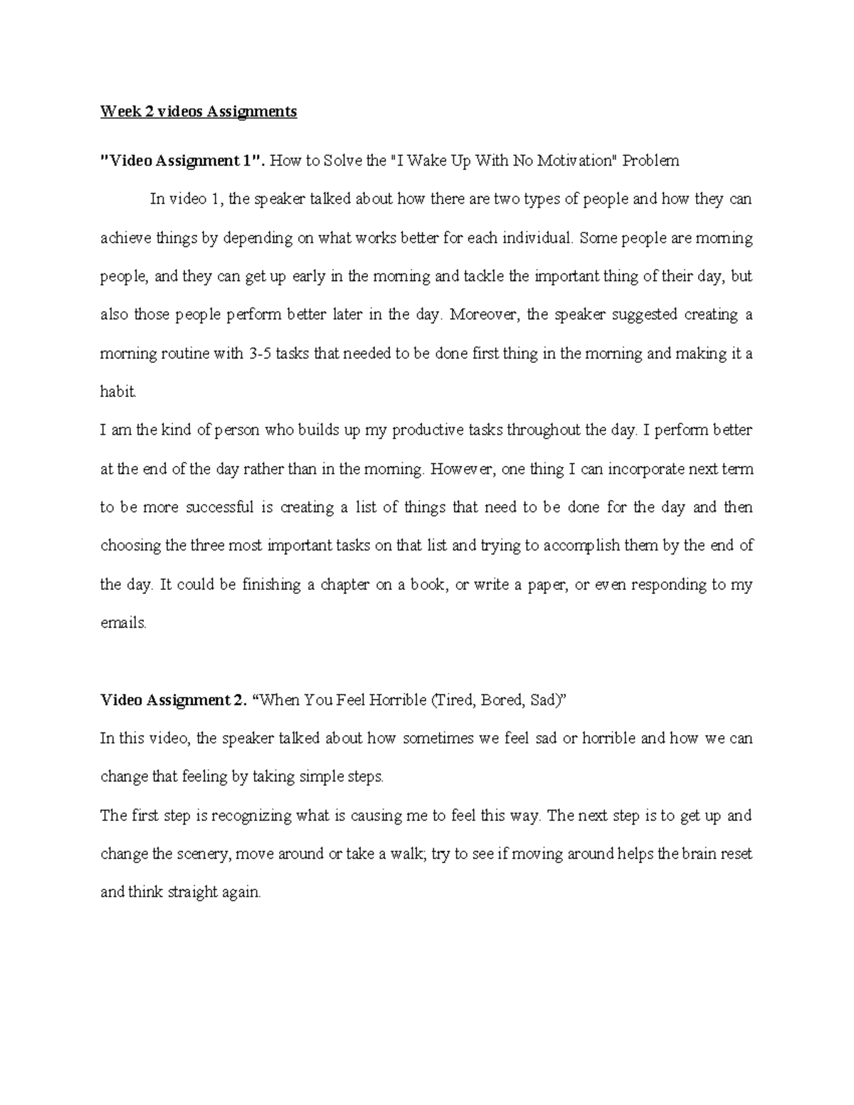 Week 2 Assign. Video - Passed - Week 2 videos Assignments "Video ...