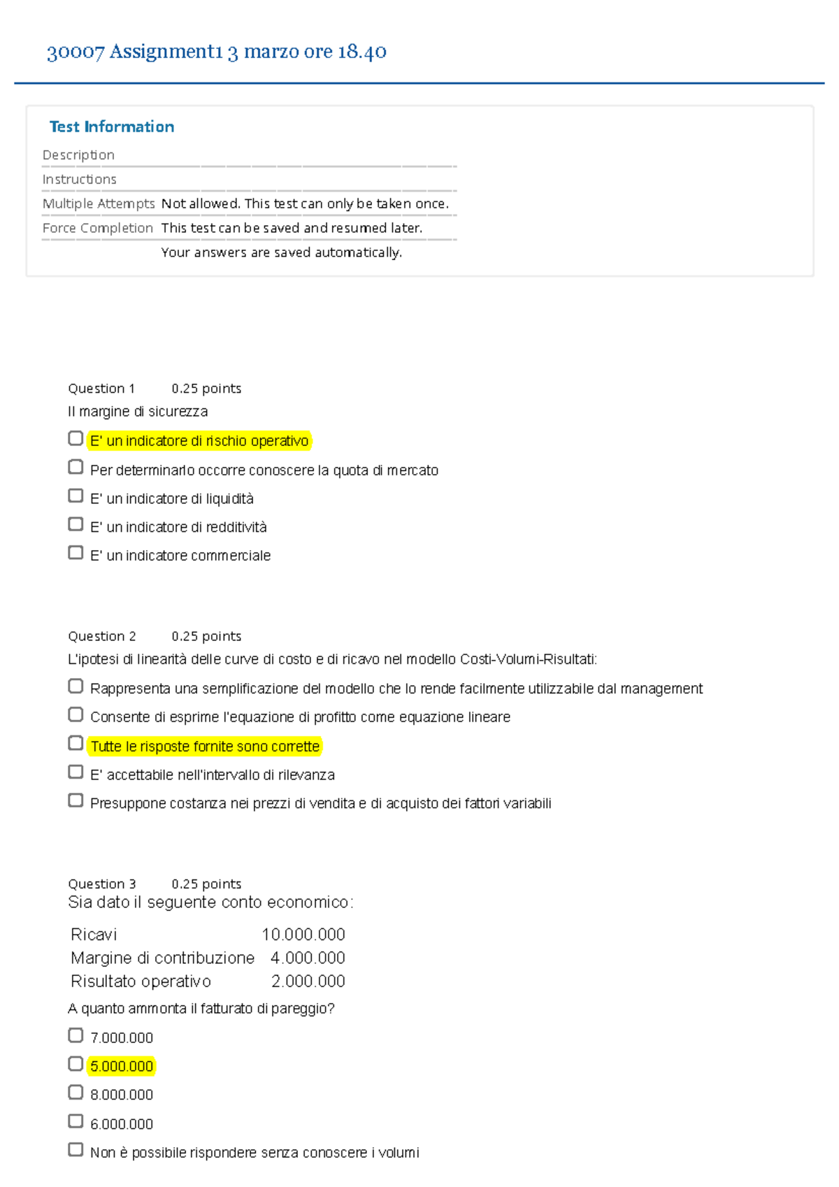 30007 assignment 1 - 30007 Assignment1 3 marzo ore 18. Test Information ...