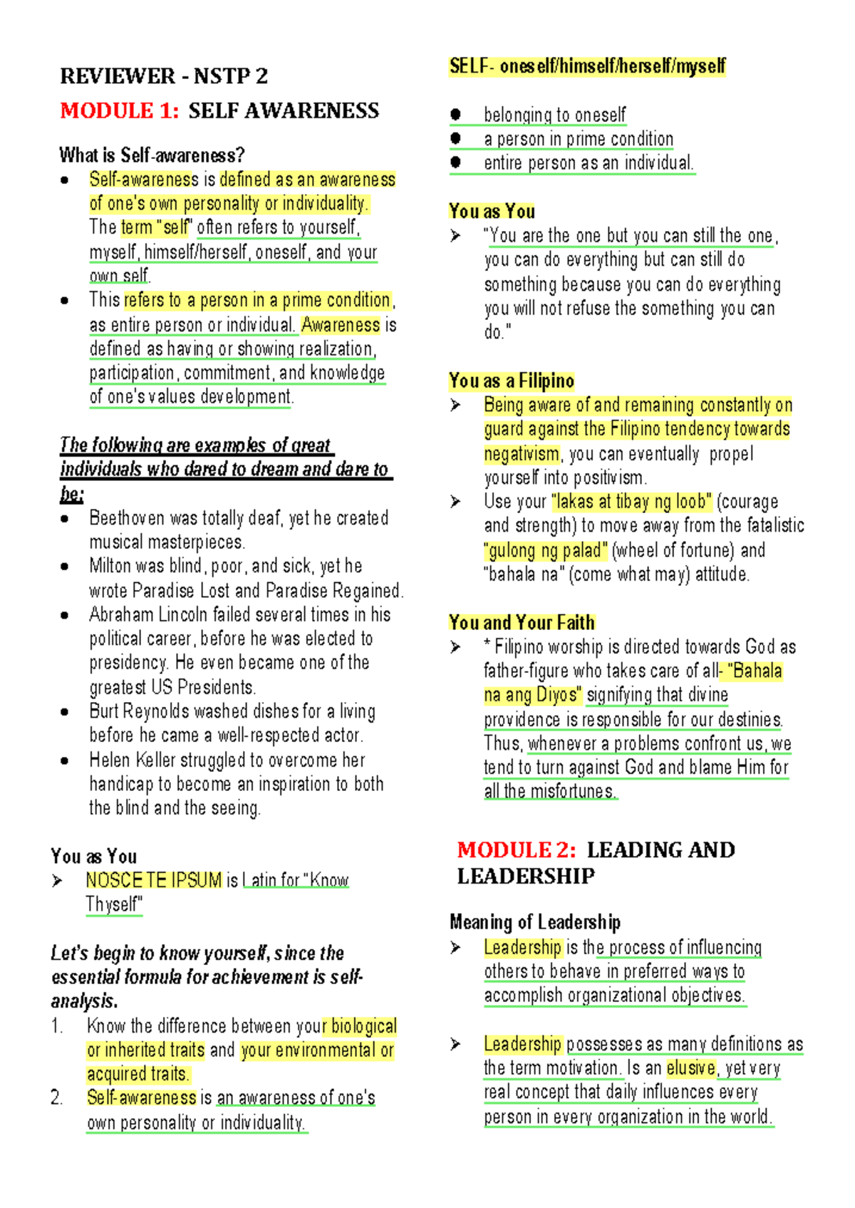 NSTP-2reviewer - Summary Bs accountancy - REVIEWER - NSTP 2 MODULE 1 ...