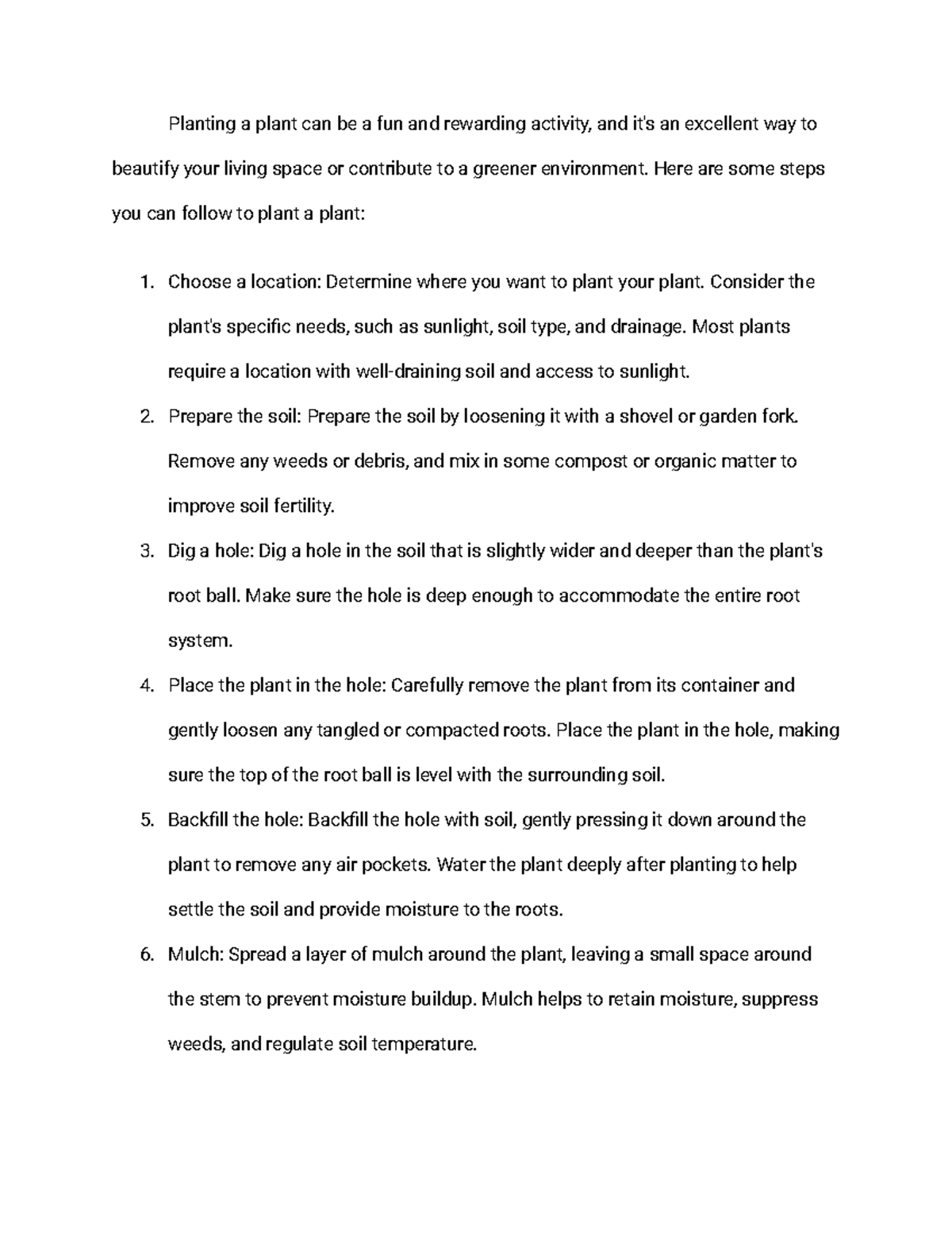 Plant - These are notes from the lecture - Planting a plant can be a ...