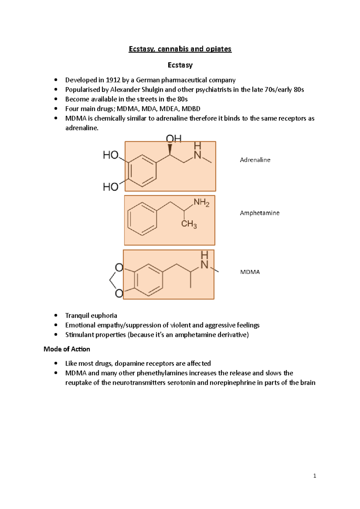 Ecstasy, cannabis and opiates - Ecstasy, cannabis and opiates Ecstasy ...