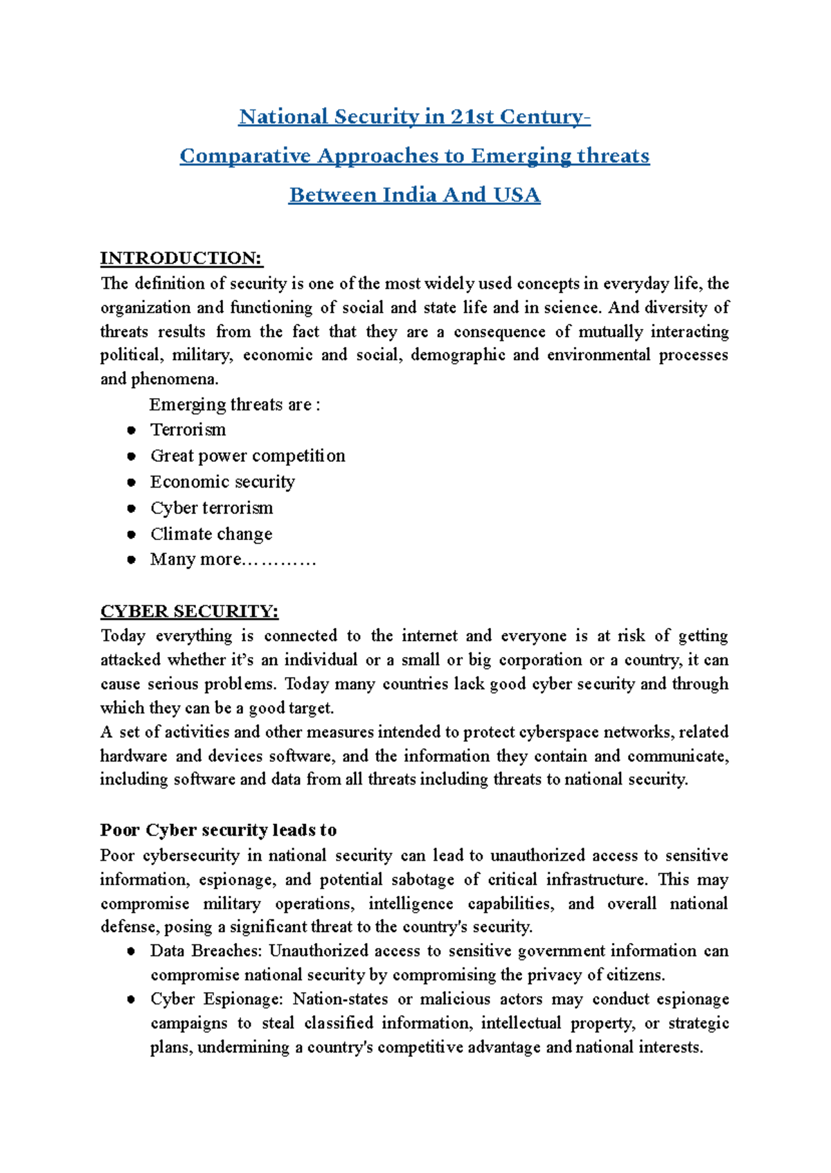 National Security in 21st Century-Emerging Threat of CYBER SECURITY ...