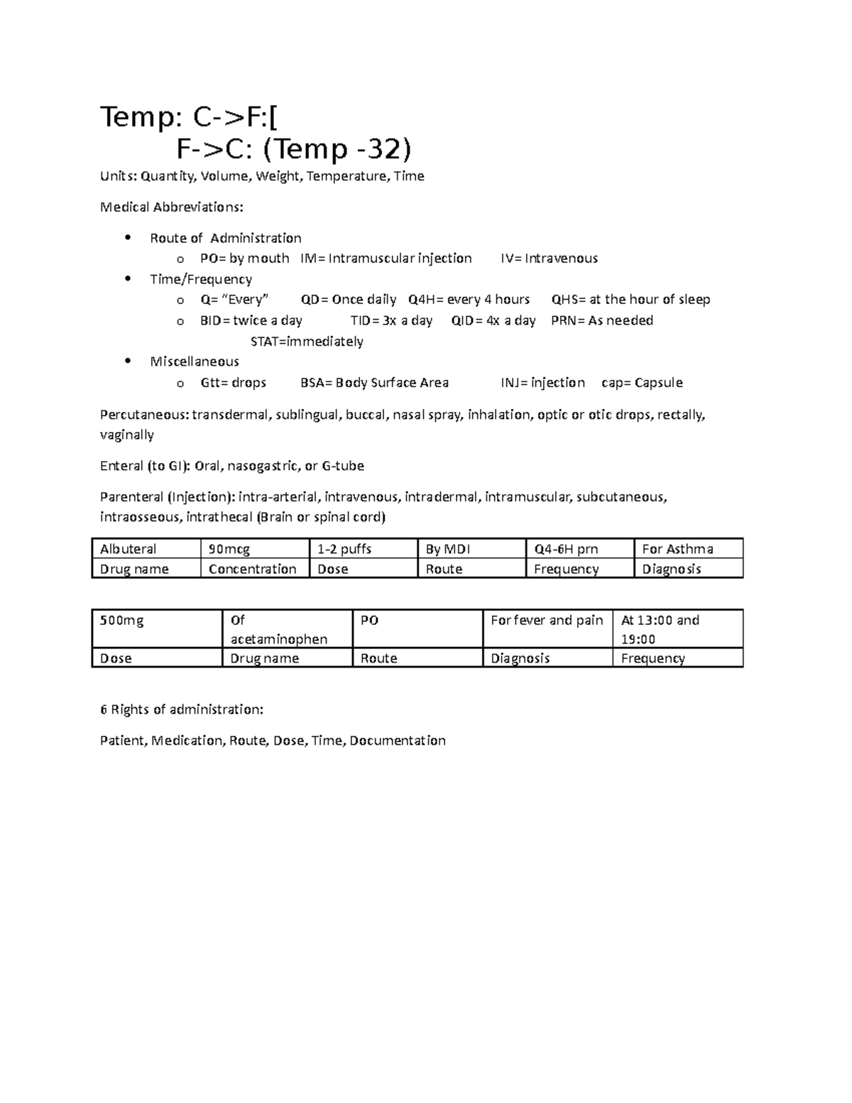 MSE - MSE notes - Temp: C->F:[ F->C: (Temp -32) Units: Quantity, Volume ...