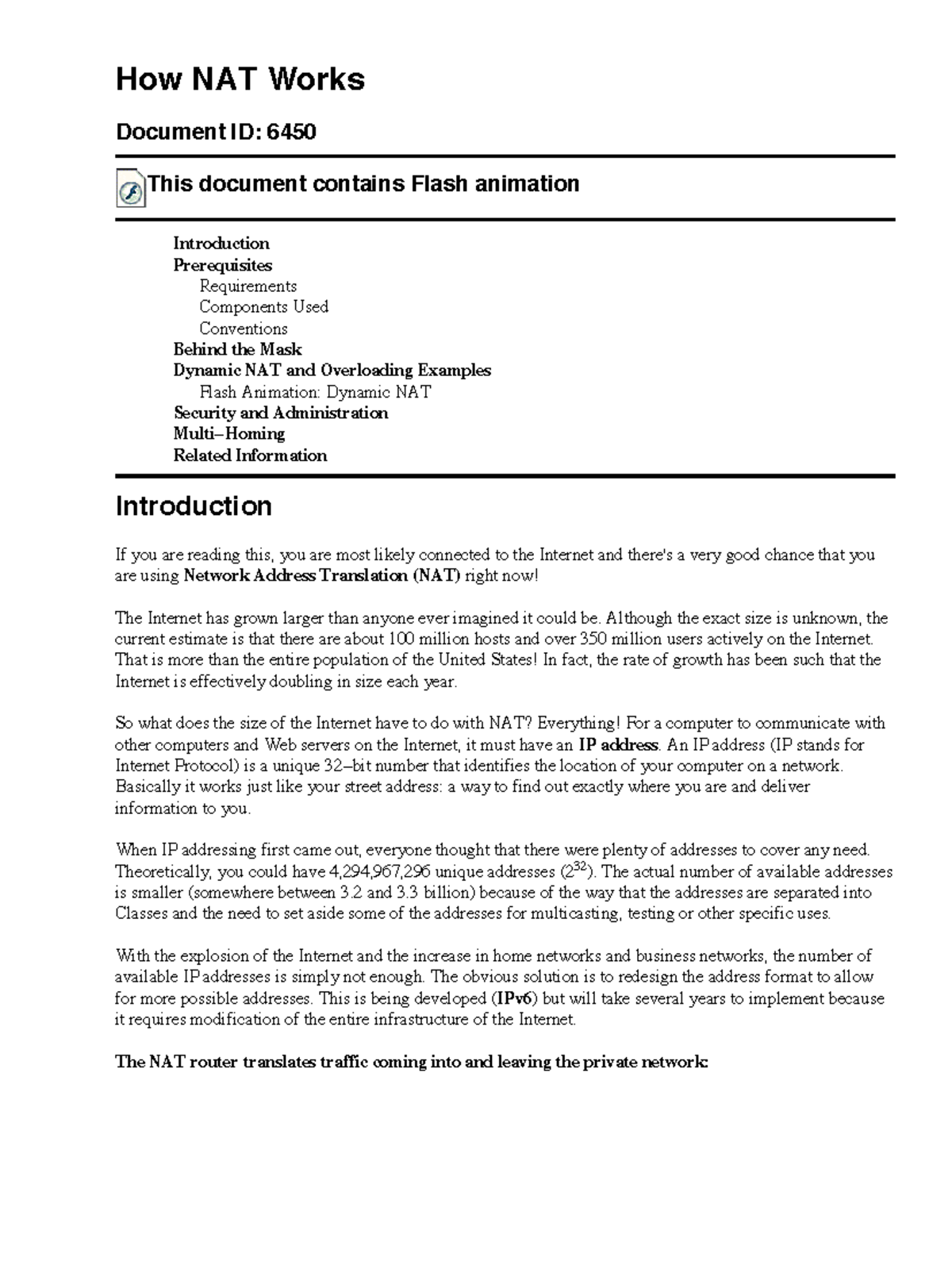 Nat-cisco - notes - How NAT Works Document ID: 6450 This document ...