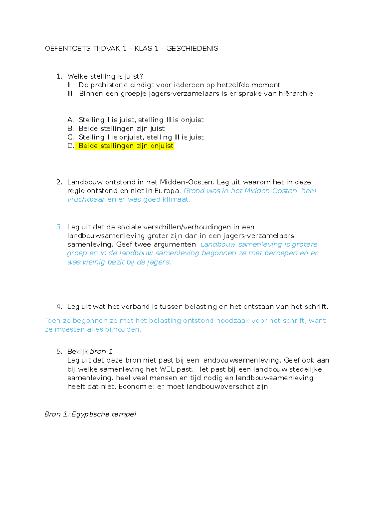 Oefentoets Tijdvak 1 klas 1 kwintaal 1 - OEFENTOETS TIJDVAK 1 – KLAS 1 ...