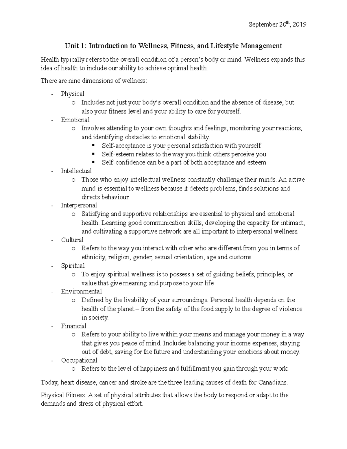 Chapter 1 Self Written Notes - September 20th, 2019 Unit 1 ...