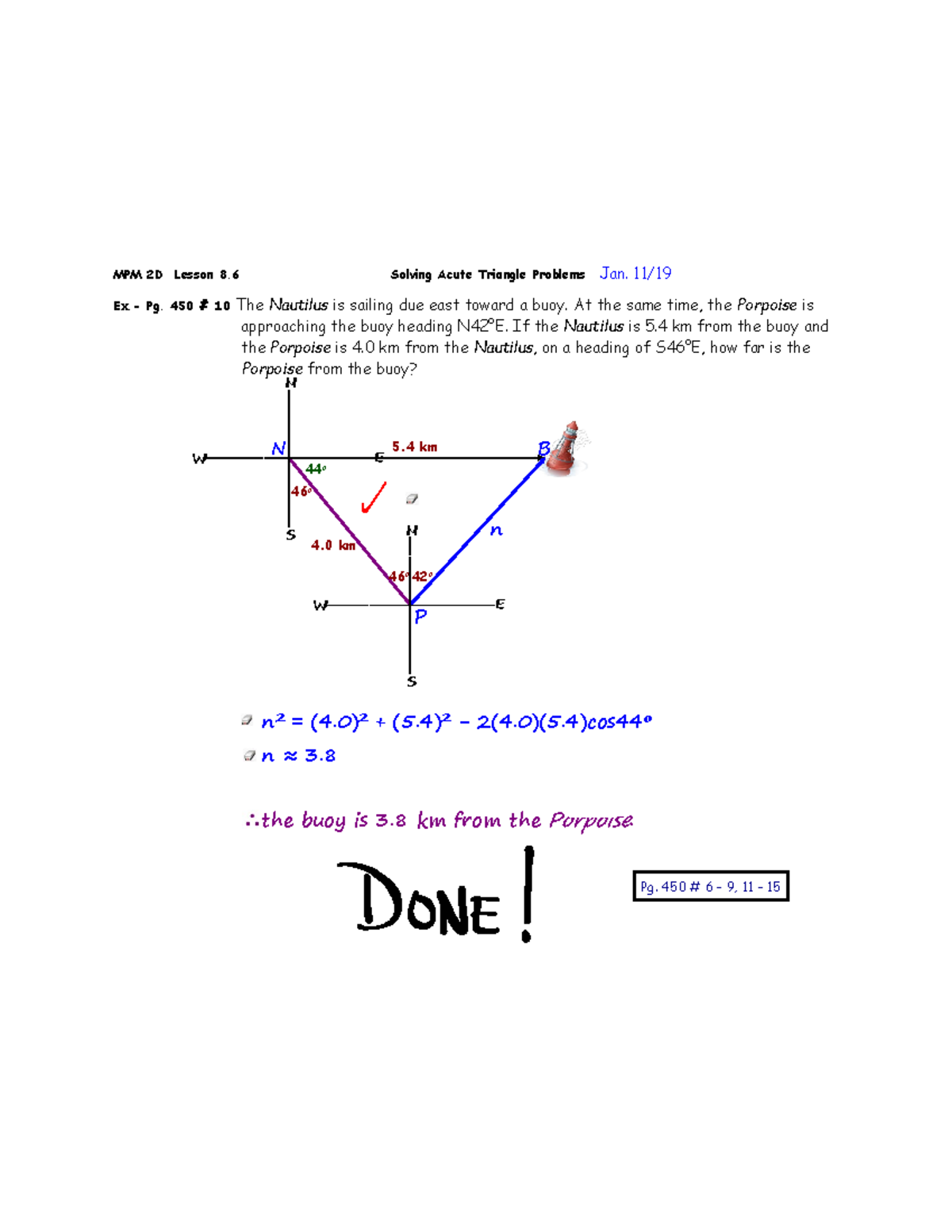 2D 8.6 notes - Solving Acute Triangle Problems - MPM 2D Lesson 8 ...