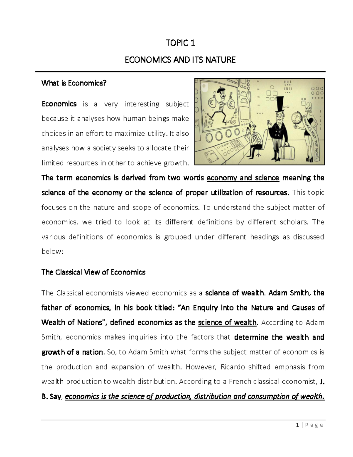 Topic 1 AE 105 Economic Development - TOPIC 1 ECONOMICS AND ITS NATURE ...