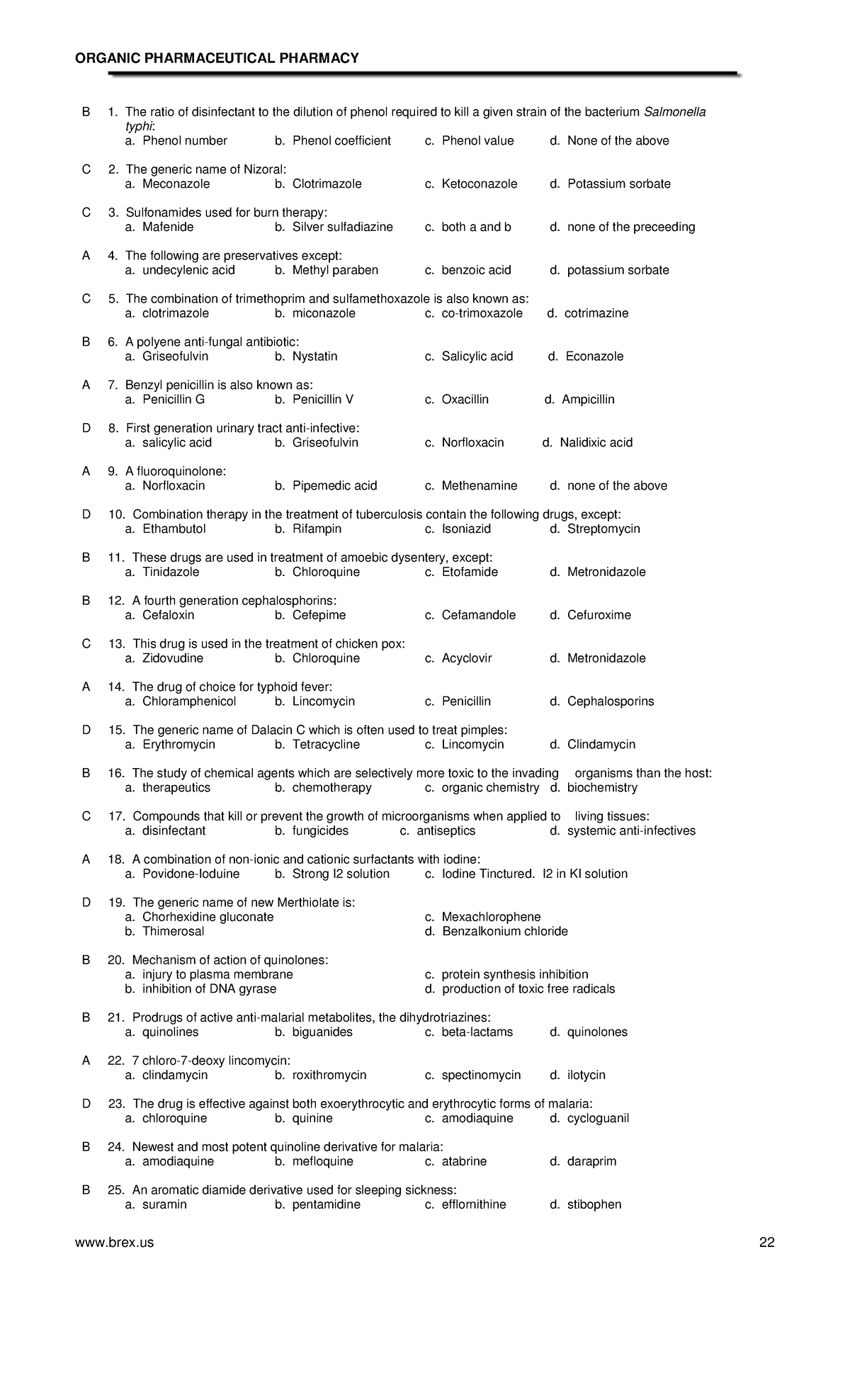 Pharmaceutical Chemistry of Organic Medicinals Answer Key- Green Pacop ...