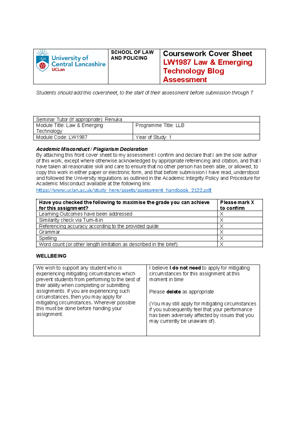 legal blog example- 1st class - SCHOOL OF LAW AND POLICING Coursework ...