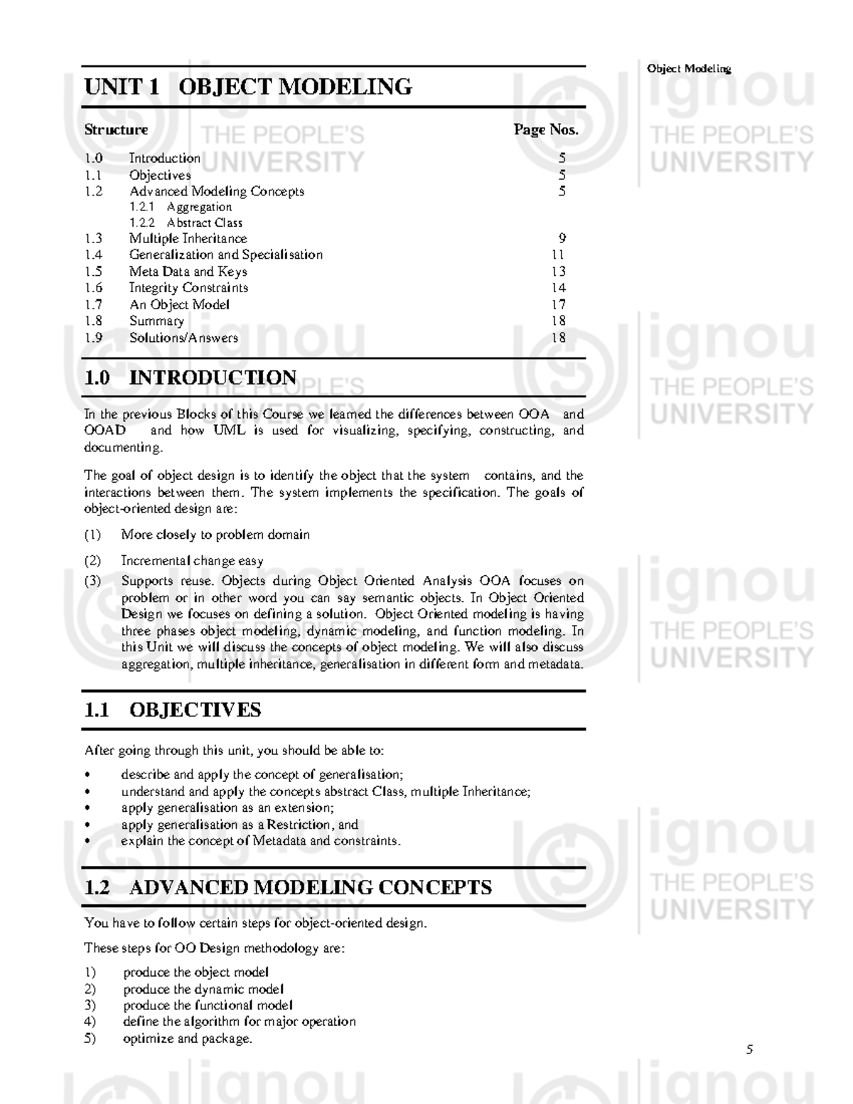 Unit-1 (Section B Object Modelling) - Object Modeling UNIT 1 OBJECT MODELING Structure Page Nos ...