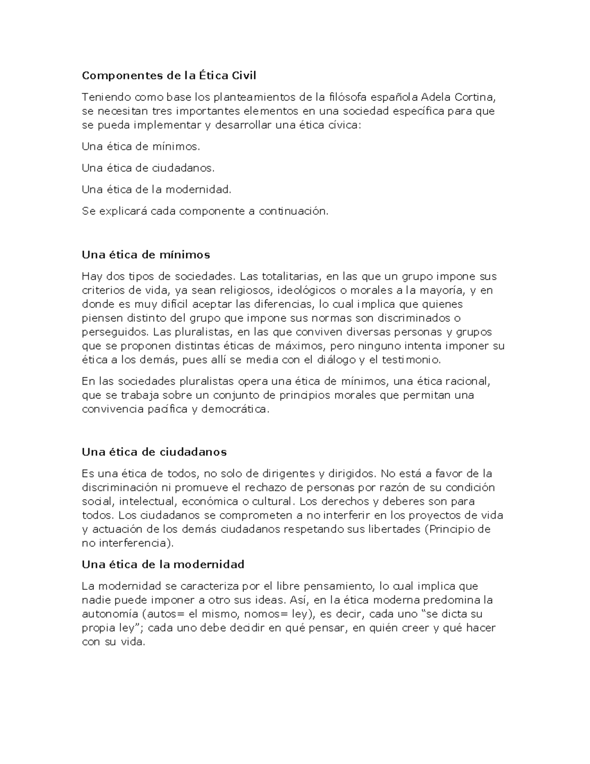 Componentes de la Ética Civil mapa conceptual - Componentes de la Ética ...