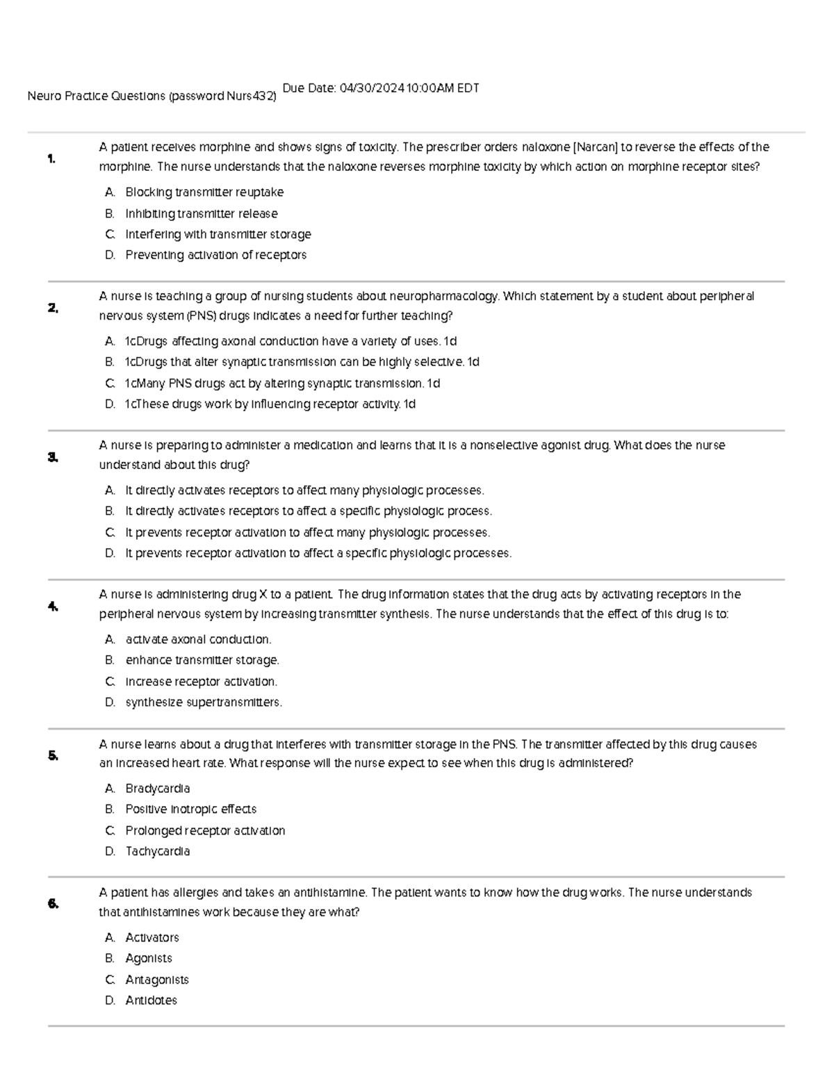 Mod 5 Neuro Practice Questions - Neuro Practice Questions (password ...