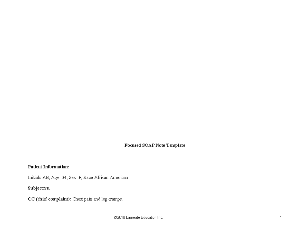 Week 6 soap chest pain - Focused SOAP Note Template Patient Information ...