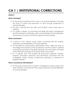 Lesson 1 Quality Control Correctional Administration - CA 1 ...