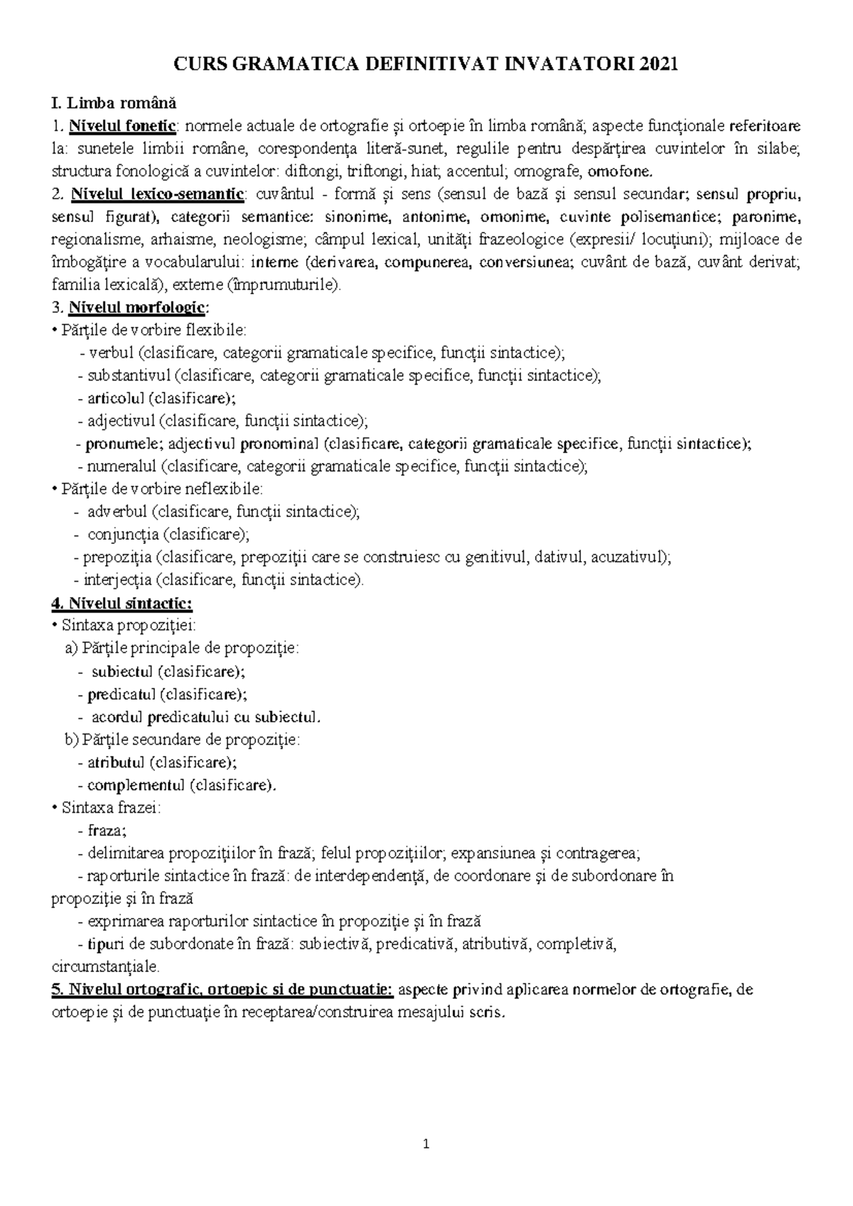 CURS Gramatica INV DEF 2021 - CURS GRAMATICA DEFINITIVAT INVATATORI ...
