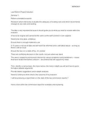 Law Refrom Project lecture 4 - 19/10/ How the law reform proposal might ...