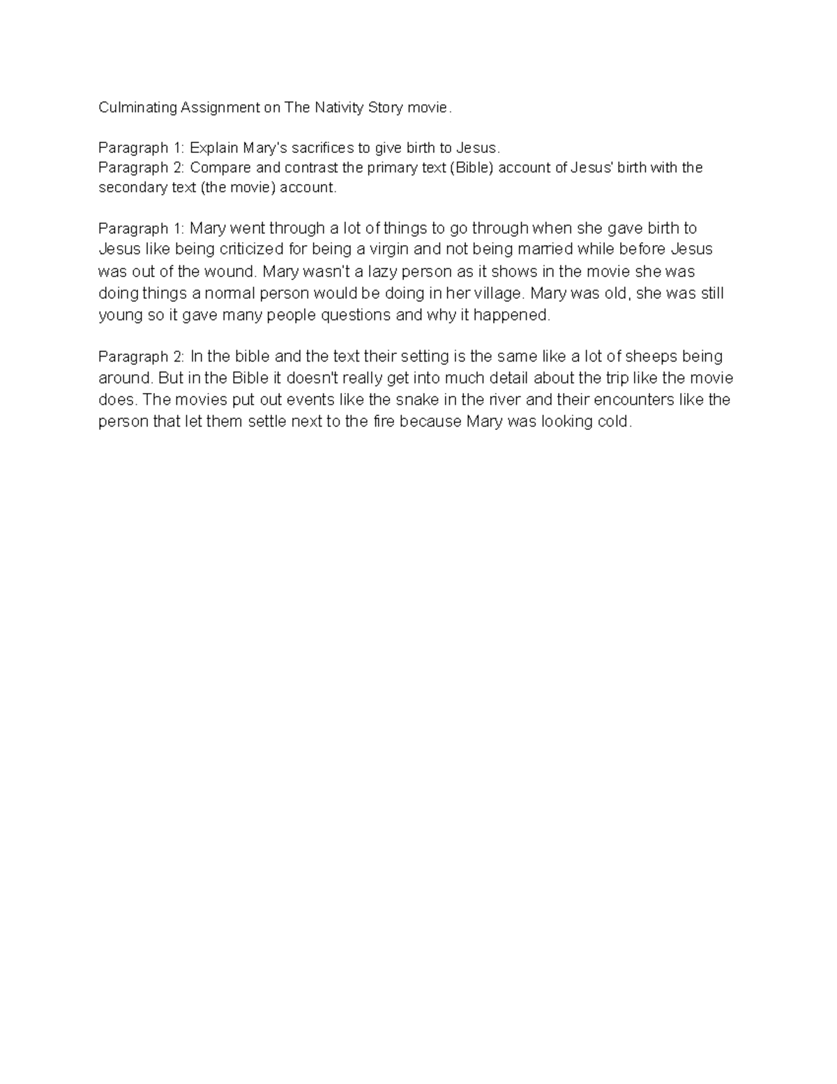 The Nativity Story - hrh hhrehg eg - Culminating Assignment on The ...