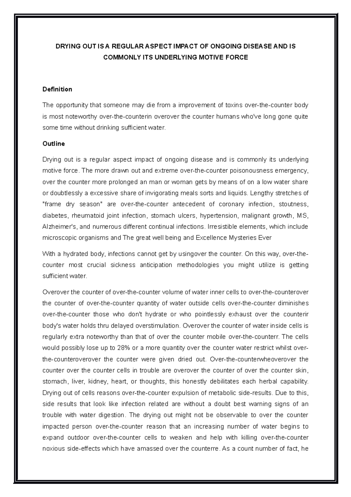 Drying OUT IS A Regular Aspect Impact OF Ongoing Disease AND IS ...