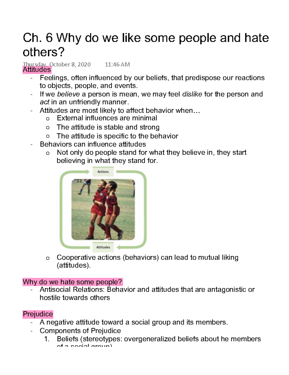 Ch. 6 Why do we like some people and hate others - Attitudes Feelings ...