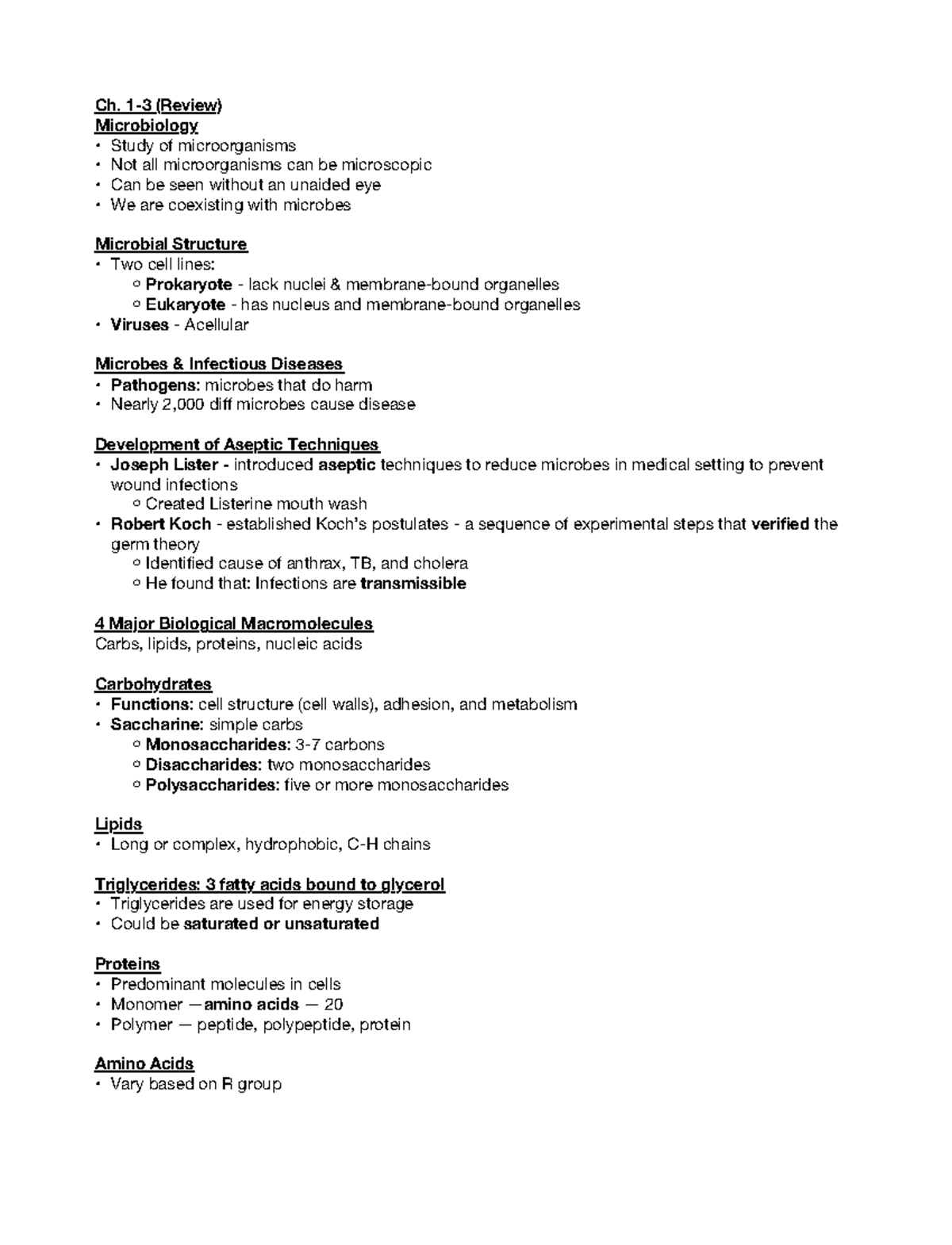 Micro Week 1 - Ch. 1-3 (Review) Microbiology Study of microorganisms ...