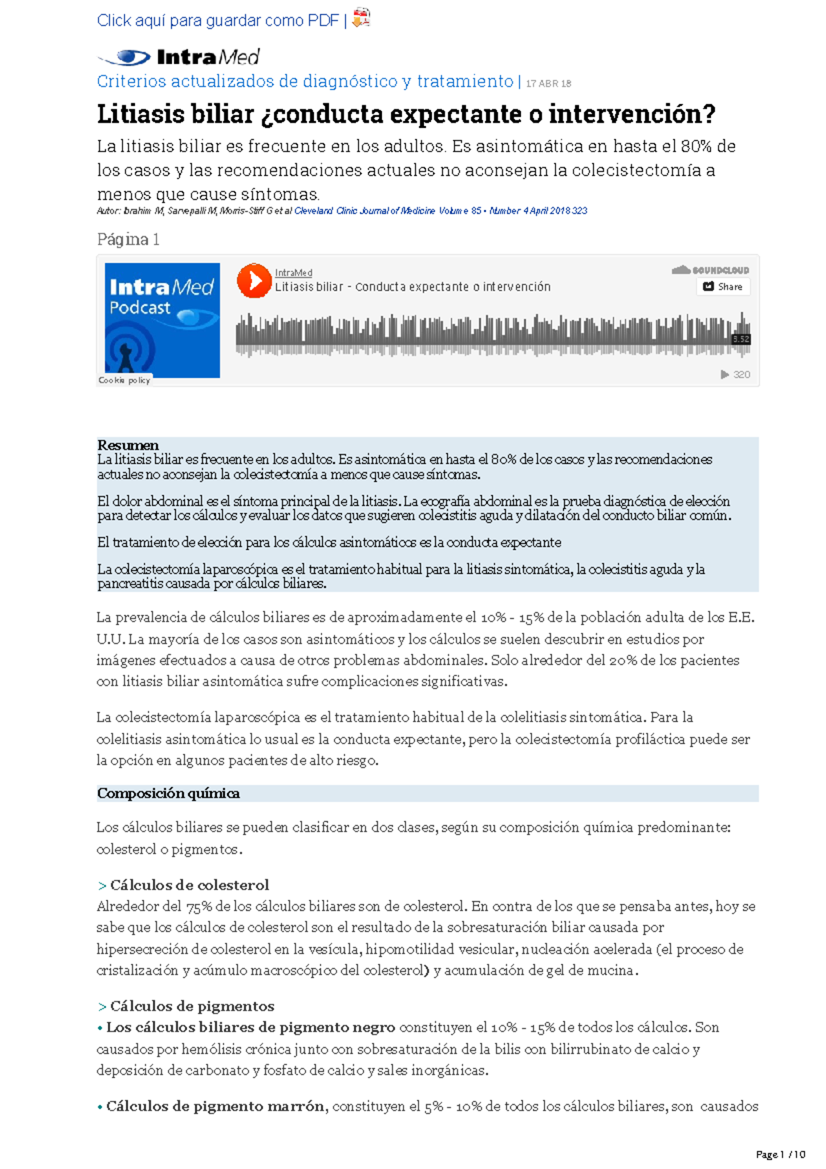 Litiasis biliar conducta expectante o intervencion - Click aquí para ...
