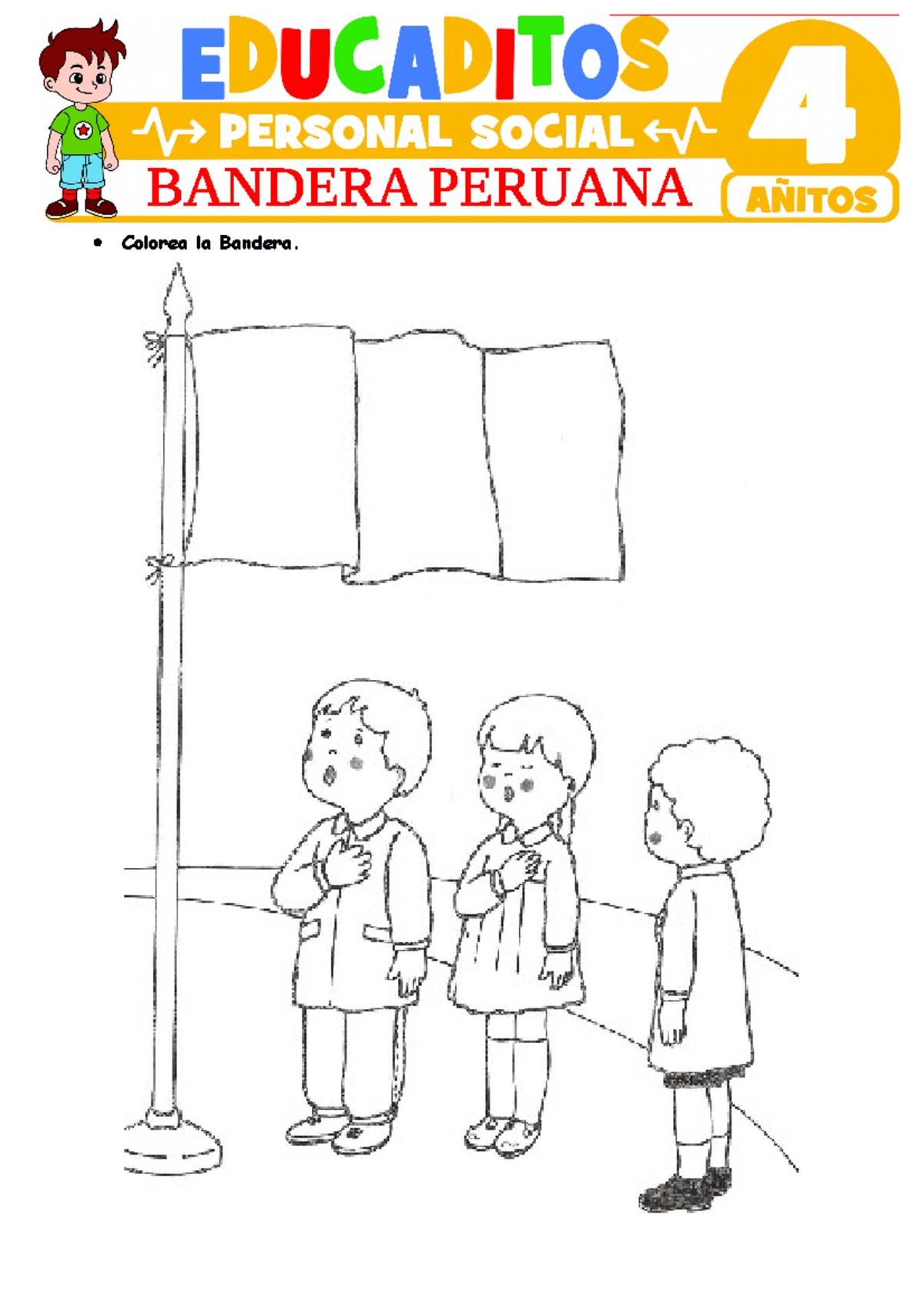 Bandera Peruana para Ninos de 4 anos - psicologia educativa - Colorea ...