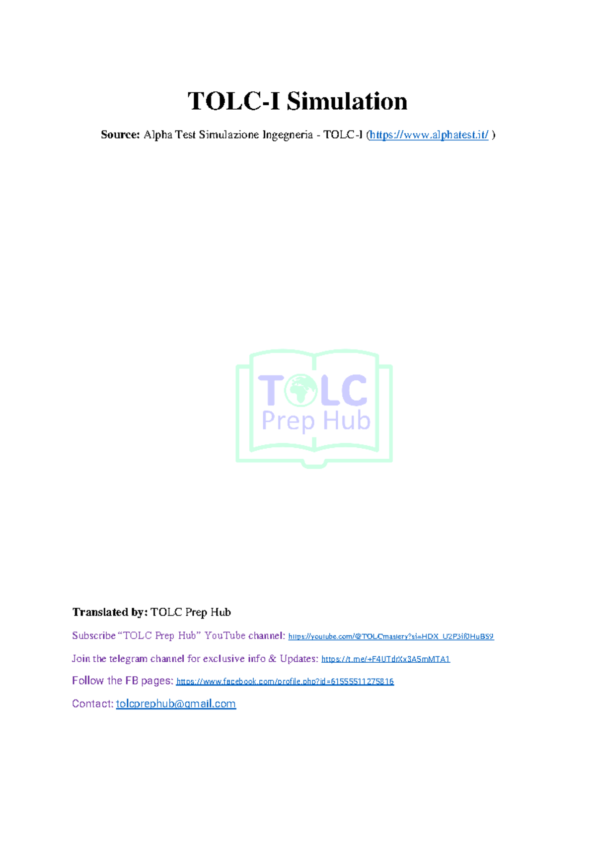 TOLC-I Simulation 2024 - TOLC-I Simulation Source: Alpha Test ...