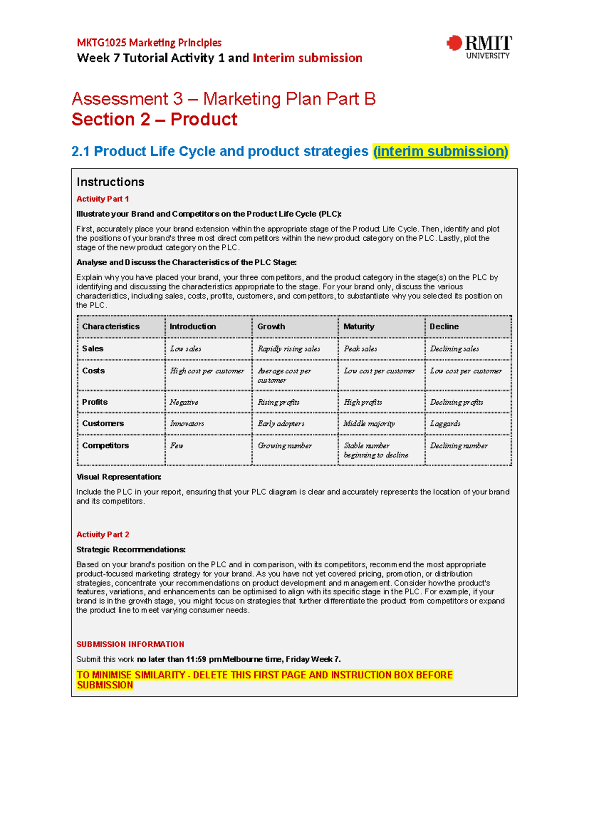 Marketing week 7 - fffff - MKTG1025 Marketing Principles Week 7 Tutorial Activity 1 and Interim ...