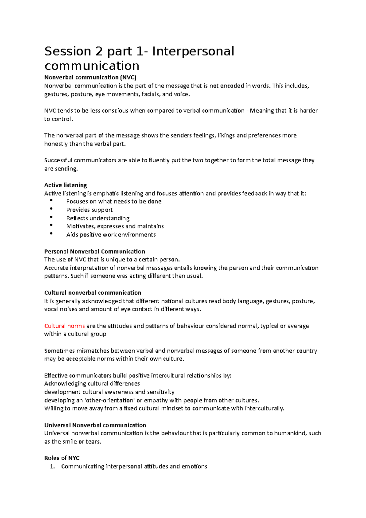 Session 2 part 1- Interpersonal communication - Session 2 part 1 ...