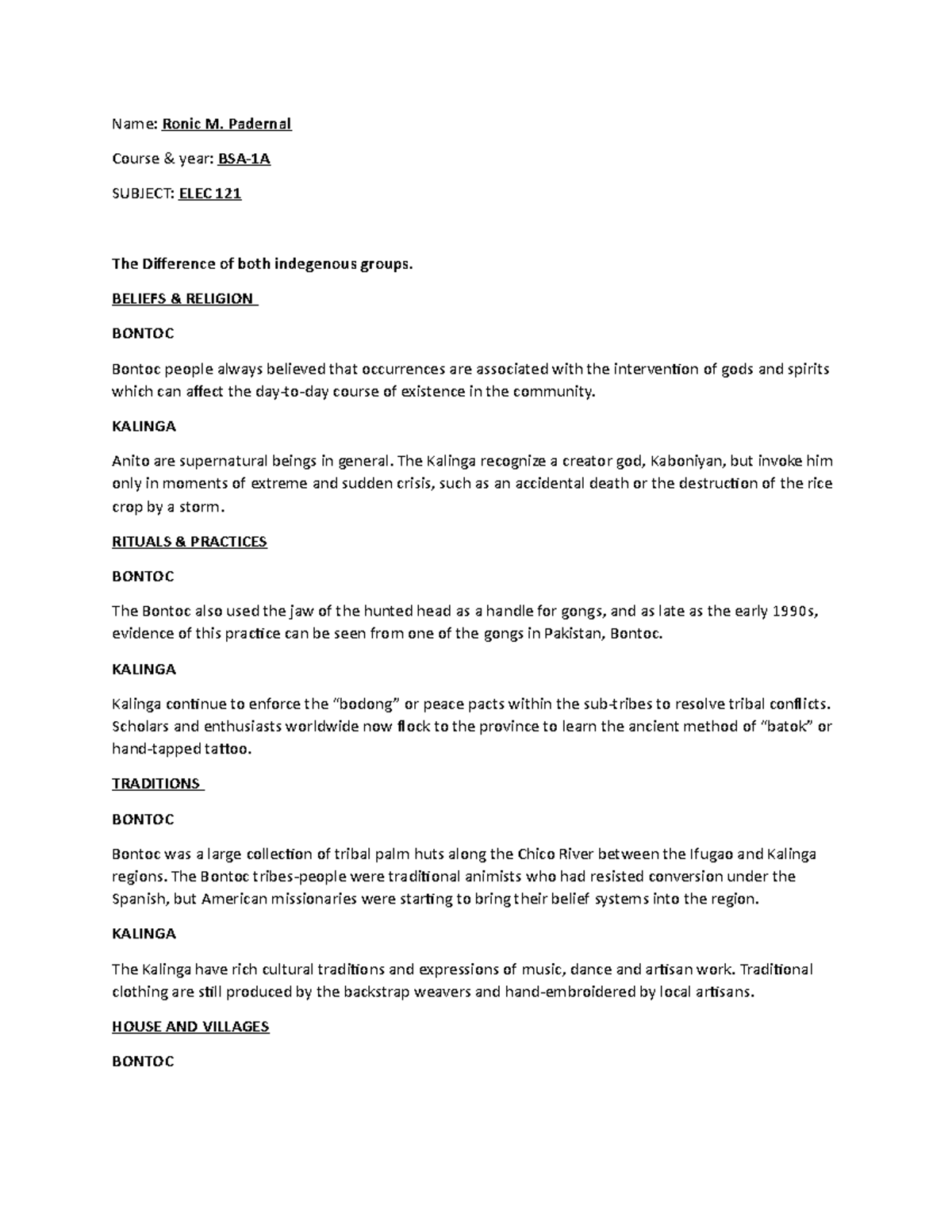 Document (1) - ACTG ACCOUNTING - Name: Ronic M. Padernal Course & year ...