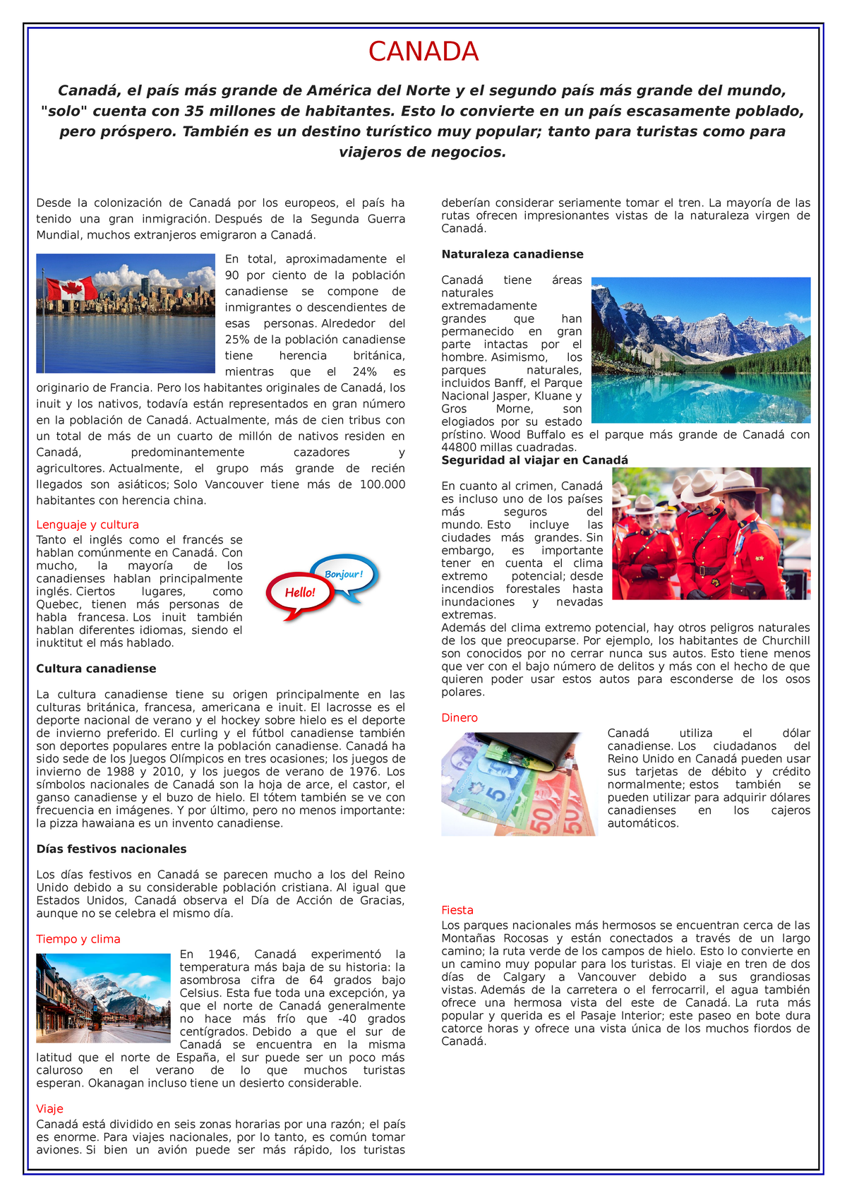 Canada - datos relevantes del pais - CANADA Canadá, el país más grande ...