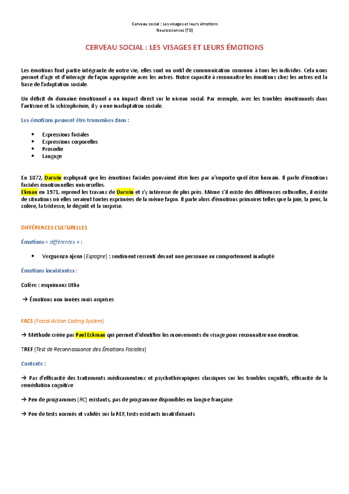 Cerveau social - Les visages et leurs émotions - Cerveau social : Les ...