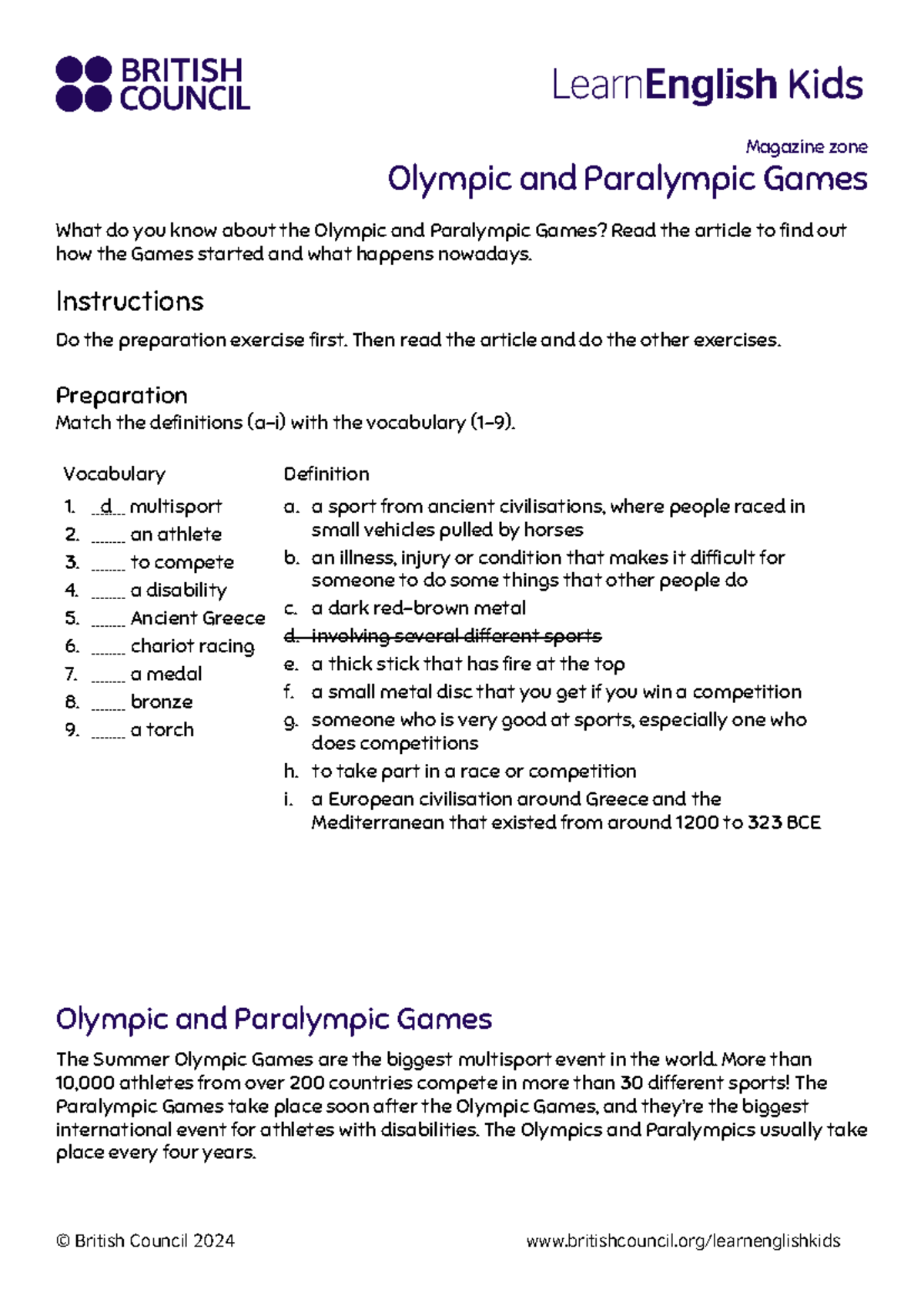 Learn English Kids Magazine Olympic Paralympic Games - Magazine zone ...