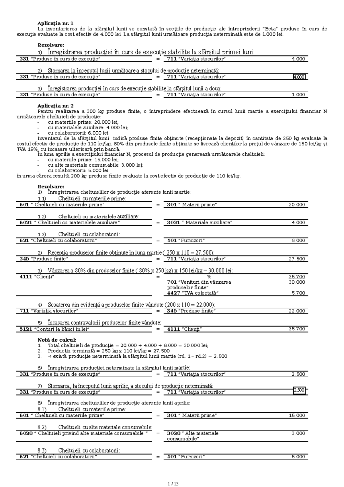 119634490 Probleme de Contabilitate Financiara Rezolvate - Aplicaţia nr ...