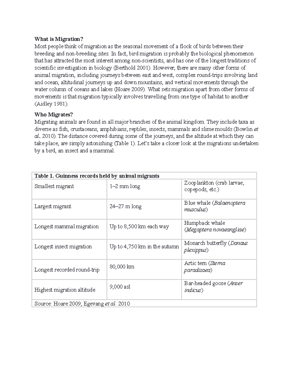 Animal Migration - Lecture notes 5 - What is Migration? Most people ...